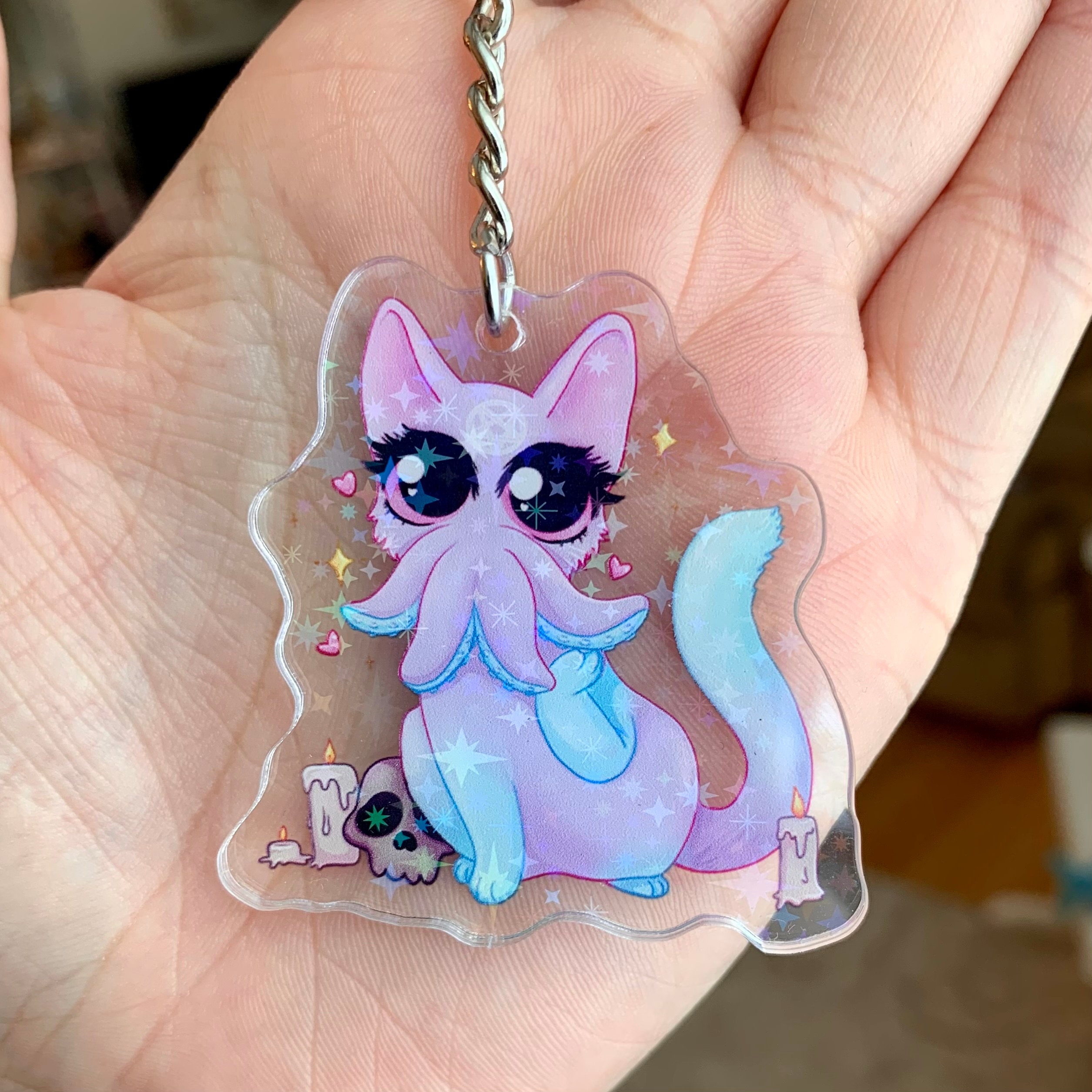 Kawaii Cthulhu Kitty Holographic Acrylic Keychain | Etsy