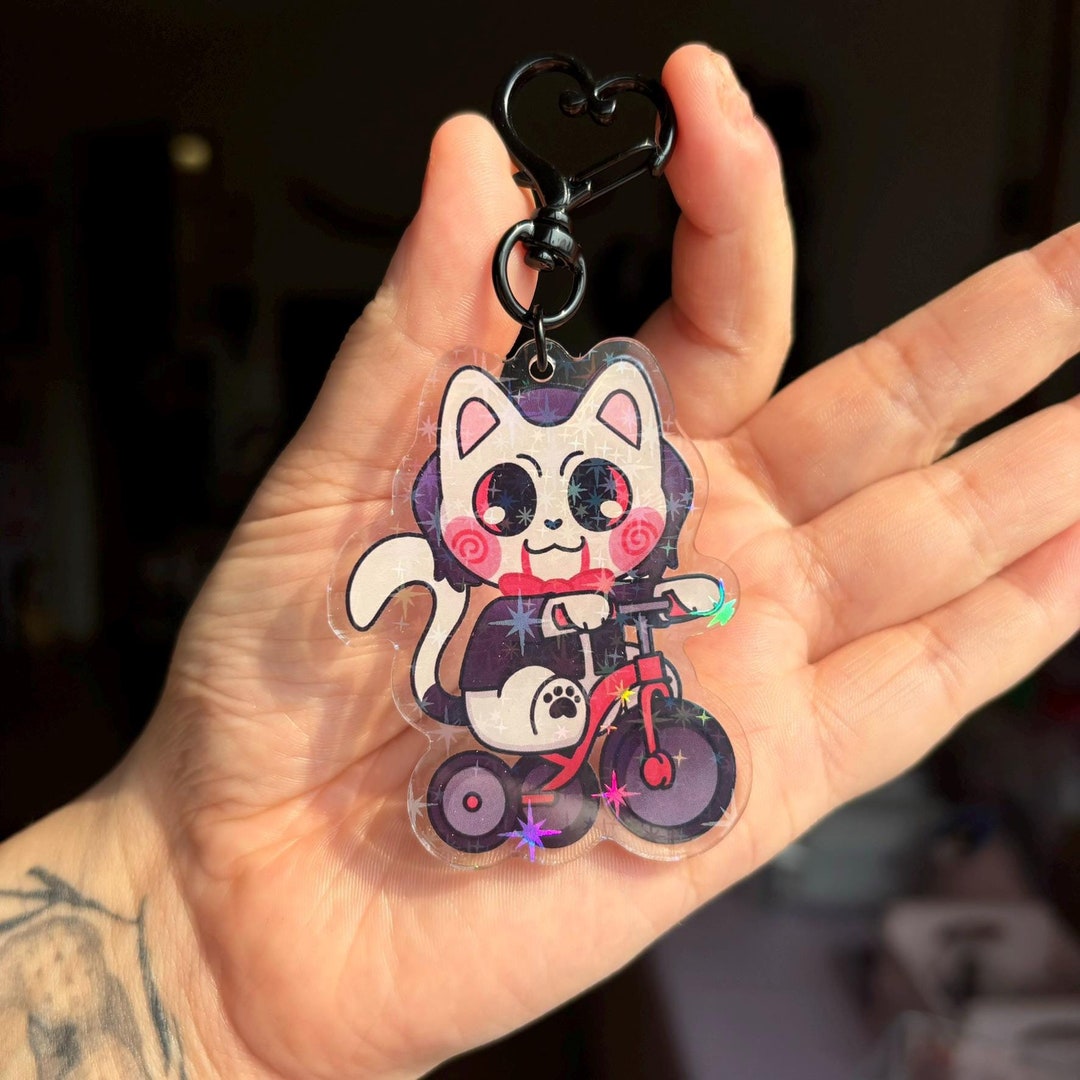 Cute Horror Cat Glitter Acrylic Keychain - Etsy