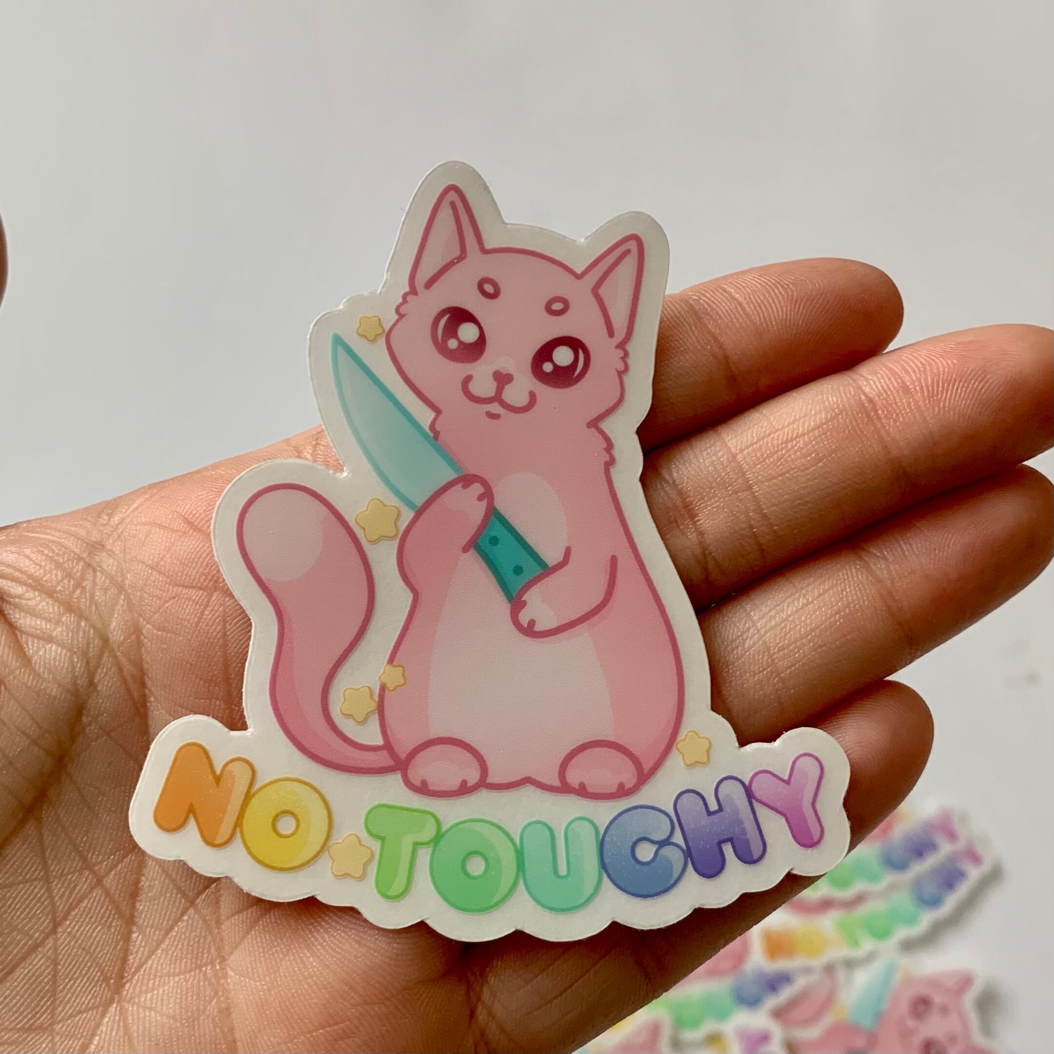No Touchy Pastel Kitty Clear Sticker - Etsy