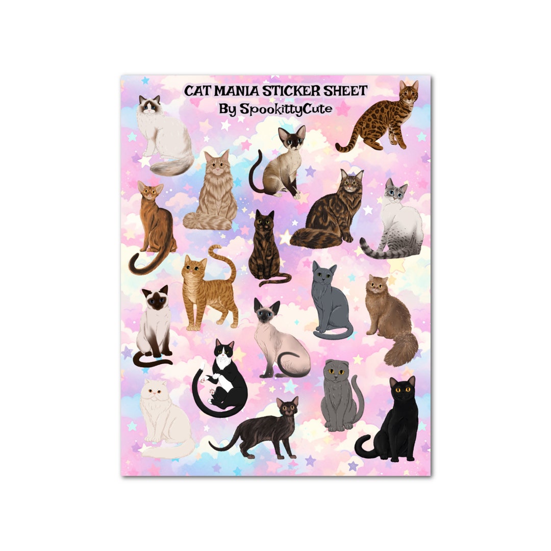 Cat Mania Matte Sticker Sheet - Etsy