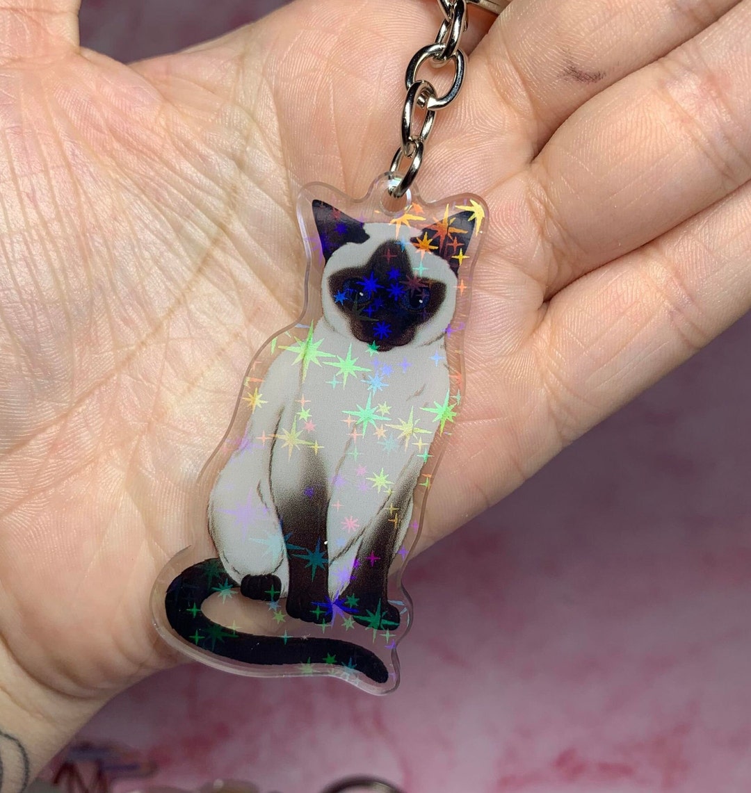 Siamese Cat Holographic Acrylic Keychain - Etsy