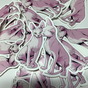 Bathing Sphynx Weatherproof Sticker - Etsy