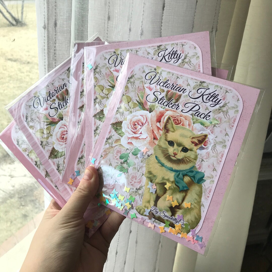 Vintage Cat Diecut Sticker Pack - Etsy