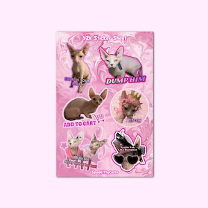 Sphynx Cats Y2K Sticker Sheet - Etsy
