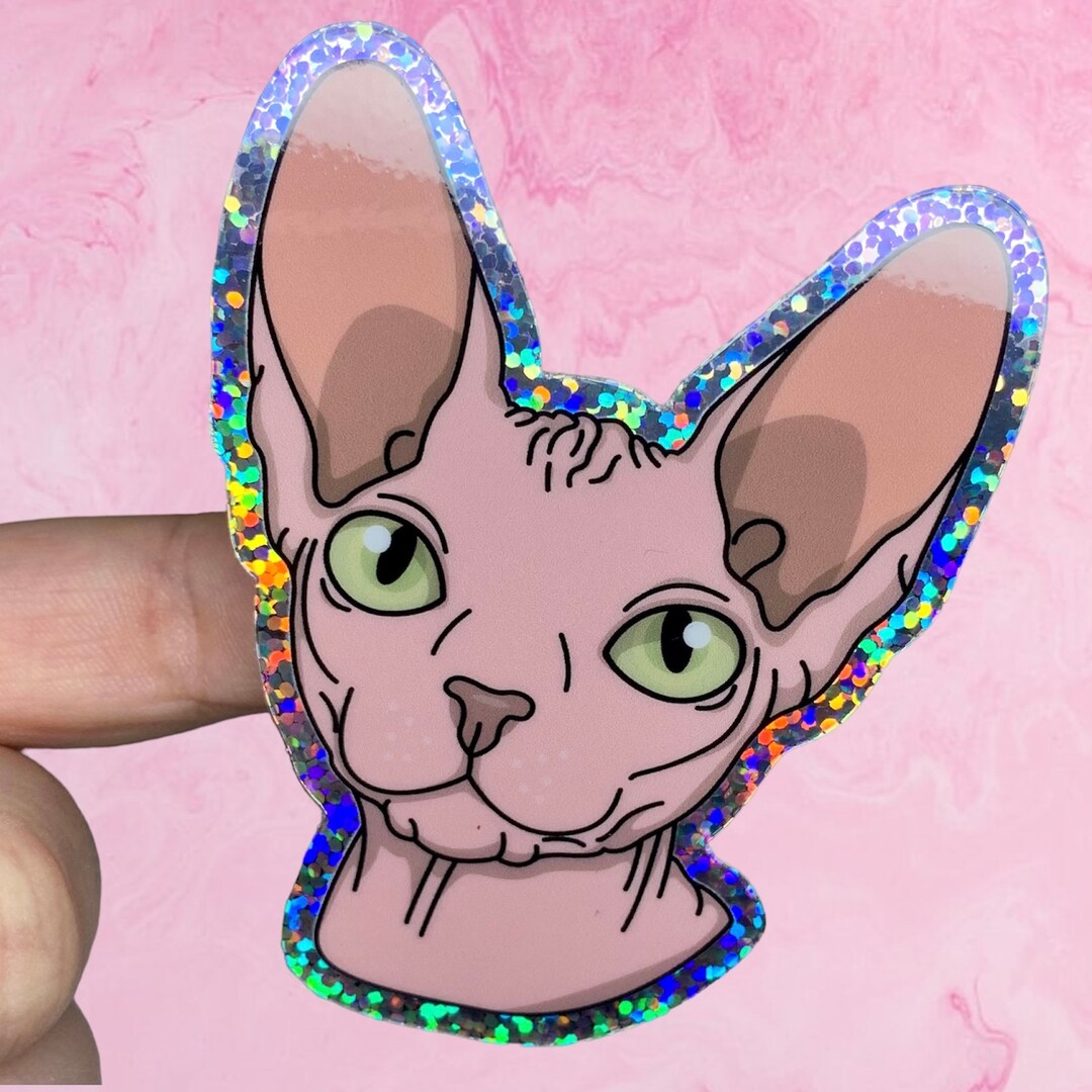 Sphynx Cat Glitter Vinyl Sticker - Etsy