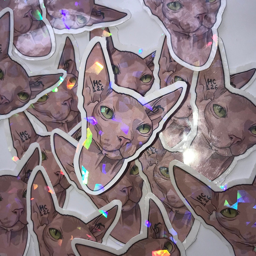 Sphynx Cat Holographic Sticker - Etsy