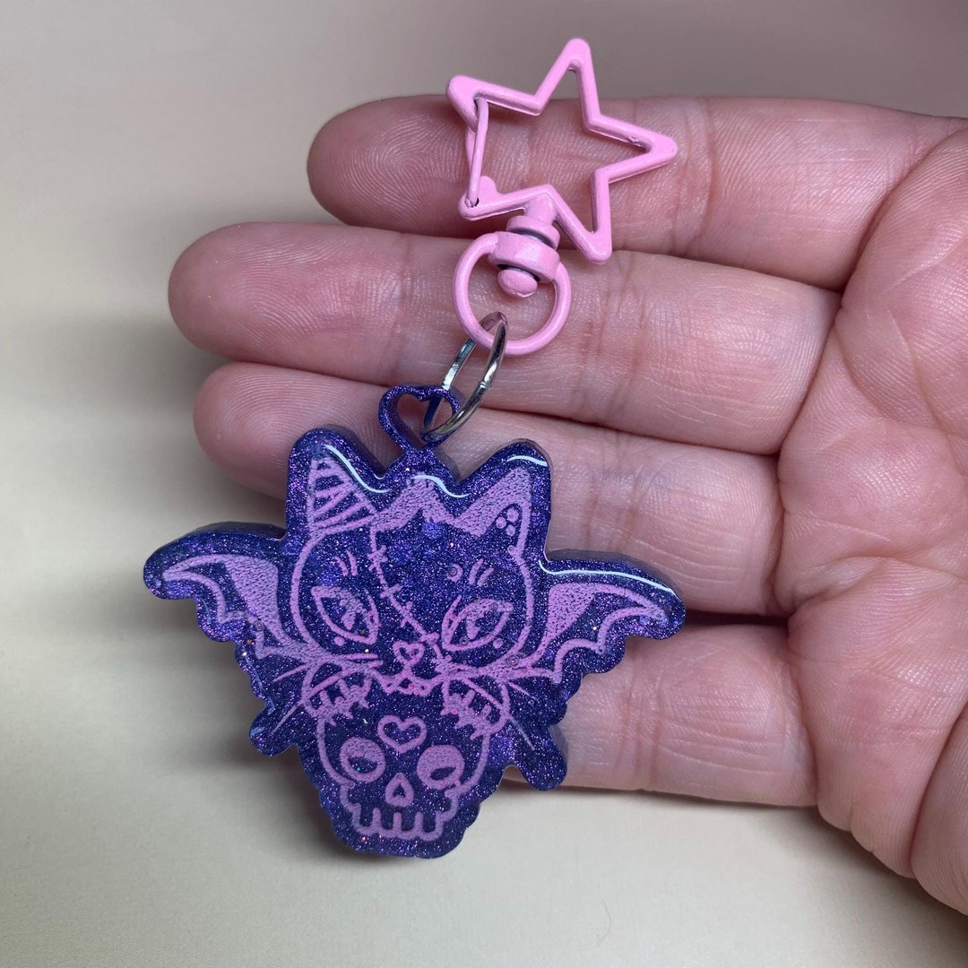 Kawaii Cat Pastel Goth Resin Keychain - Etsy