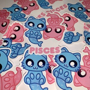 Pisces Kitty Weatherproof Sticker - Etsy