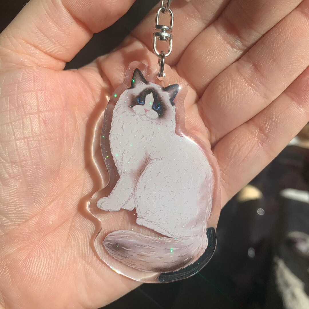 Ragdoll Cat Glitter Acrylic Keychain - Etsy
