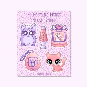 90s Nostalgia Kitties Sticker Sheet - Etsy