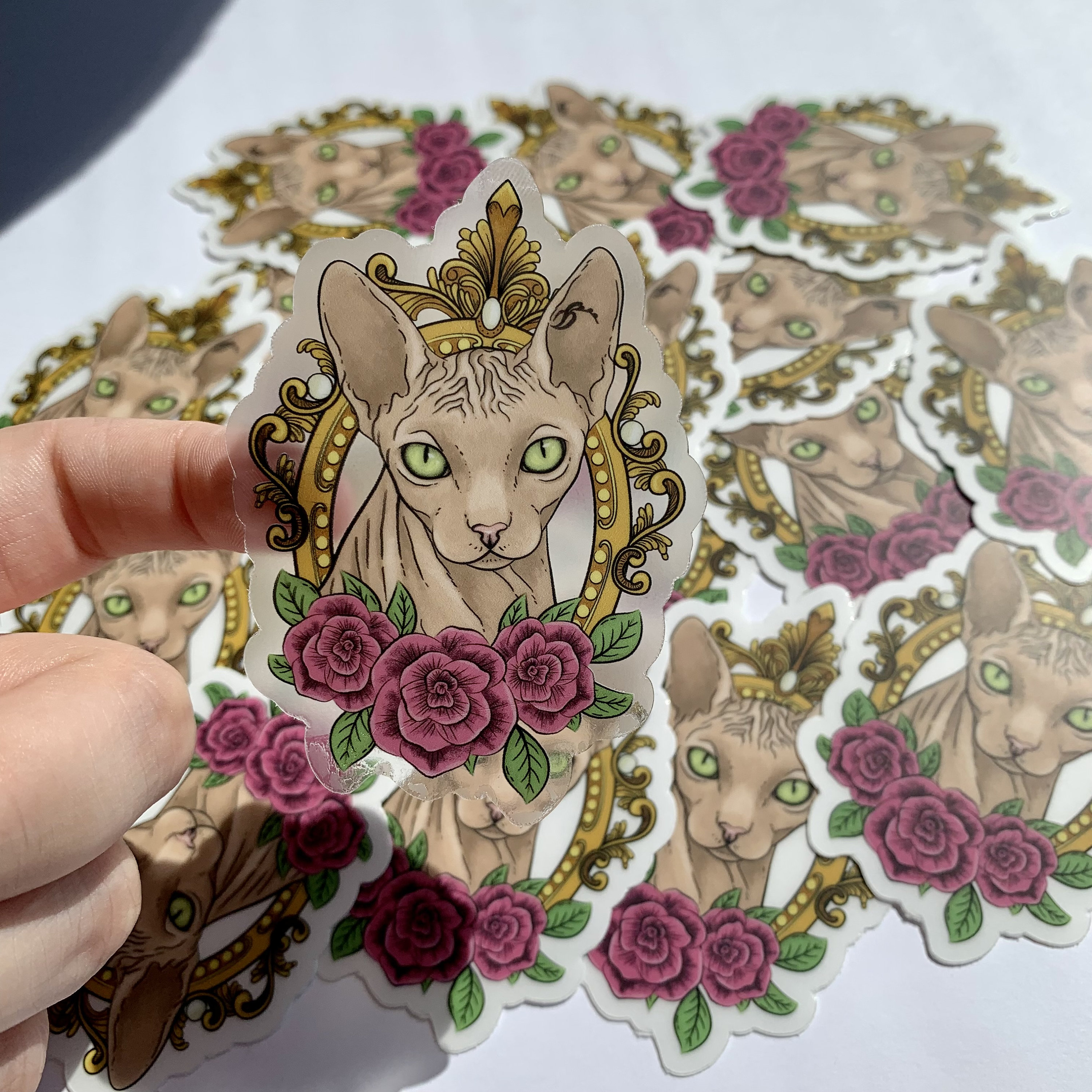 Sphynx Cat Floral Vinyl Sticker - Etsy