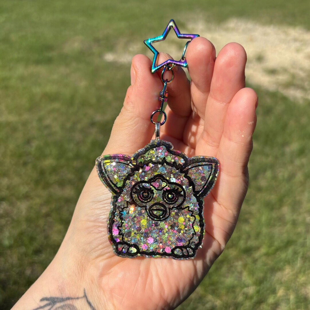 Furby Toy Kitty Confetti Wildz Glitter Resin Keychain - Etsy