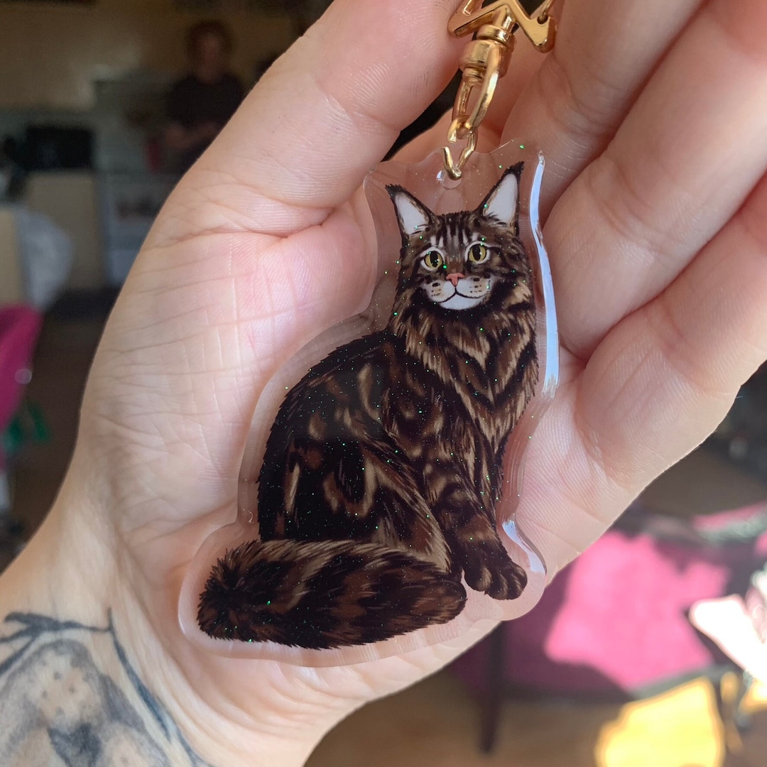 Maine Coon Glitter Acrylic Keychain - Etsy