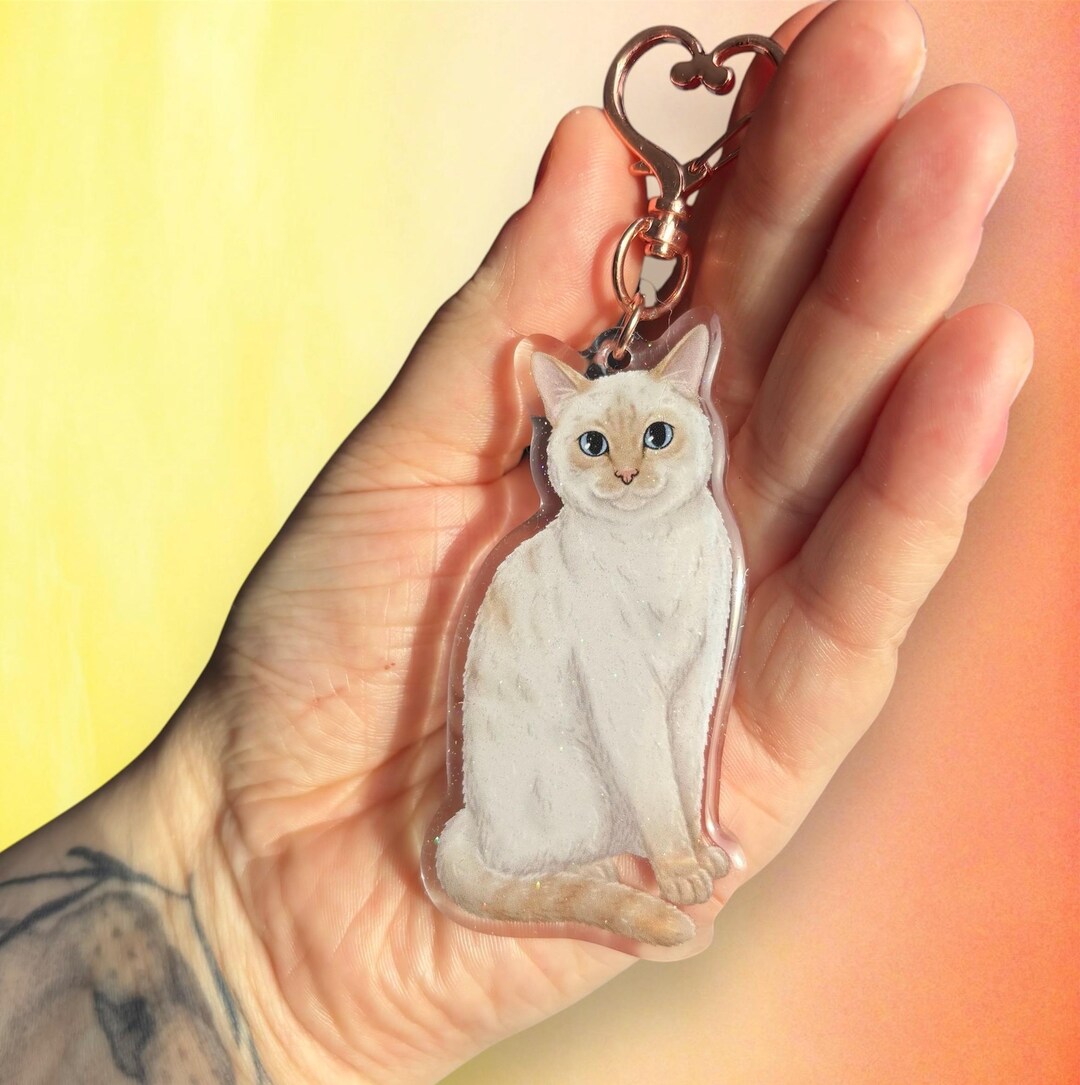 Flame Point Siamese Glitter Acrylic Keychain 3'' - Etsy
