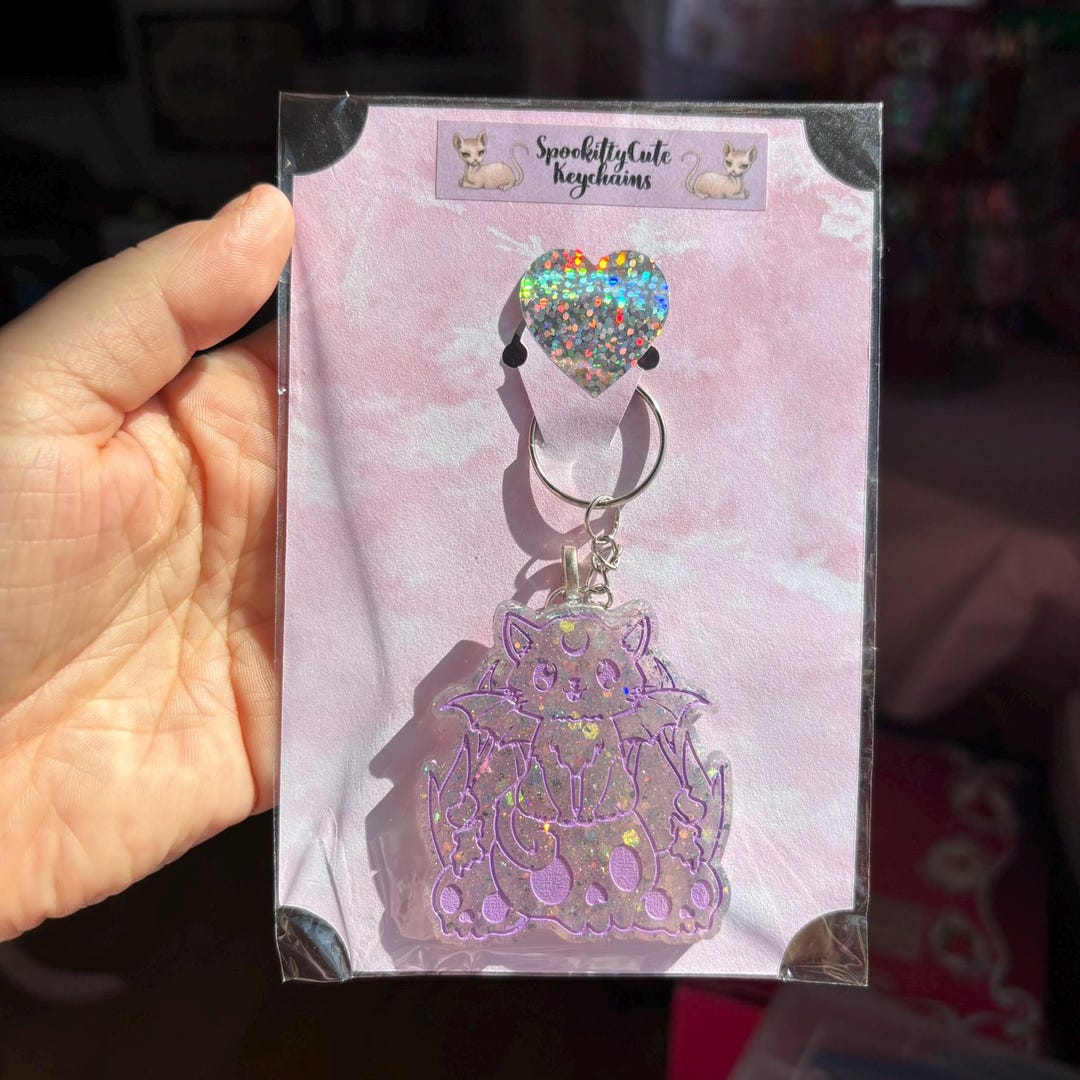 Kawaii Cat Pastel Goth Resin Keychain - Etsy