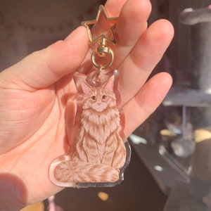 Maine Coon Red Glitter Acrylic Keychain - Etsy