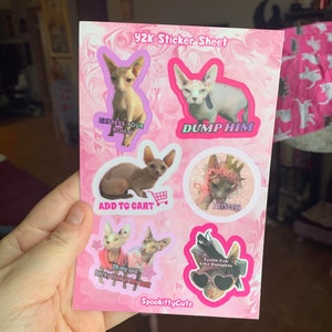 Sphynx Cats Y2K Sticker Sheet - Etsy
