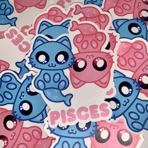 Pisces Kitty Weatherproof Sticker - Etsy