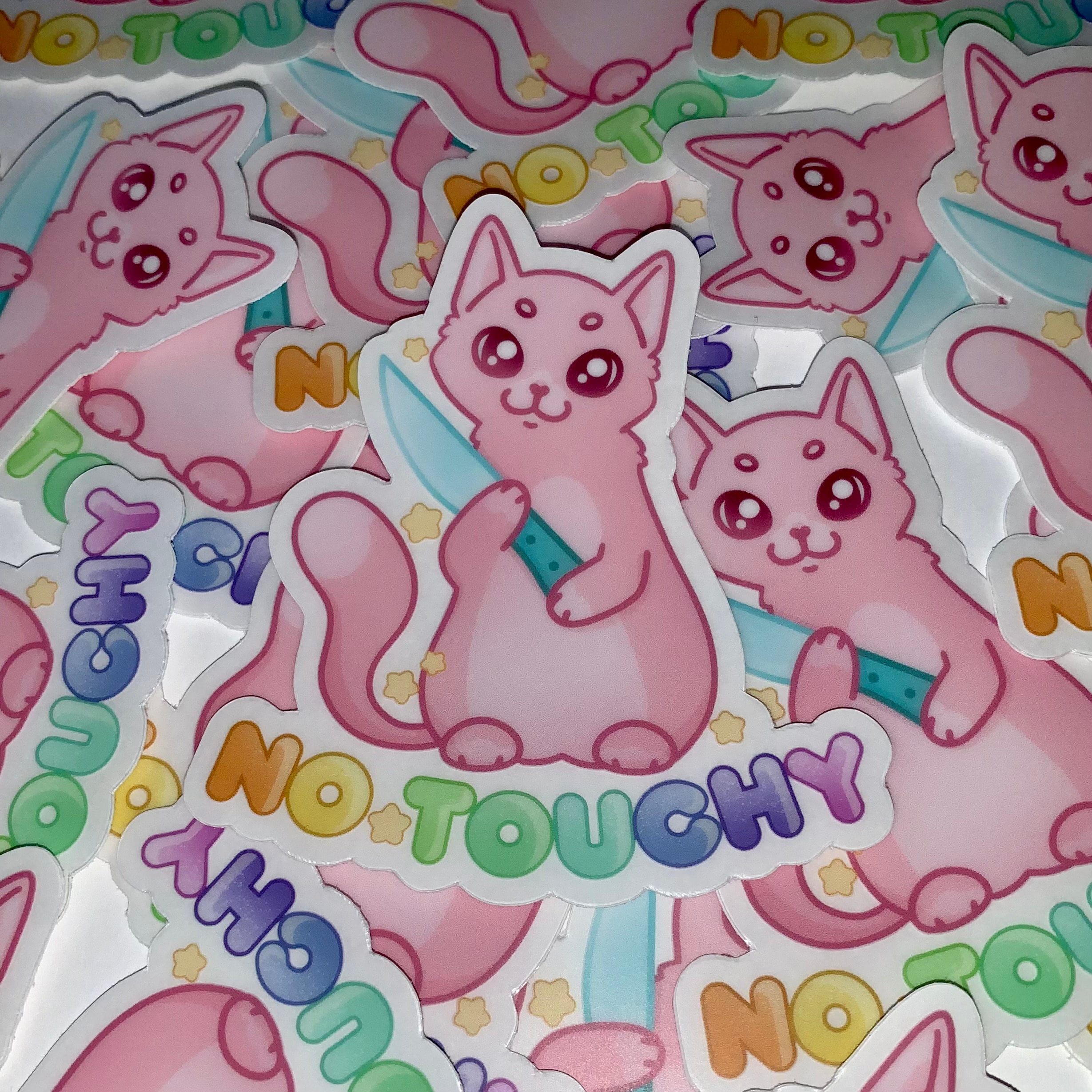 No Touchy Pastel Kitty Clear Sticker - Etsy