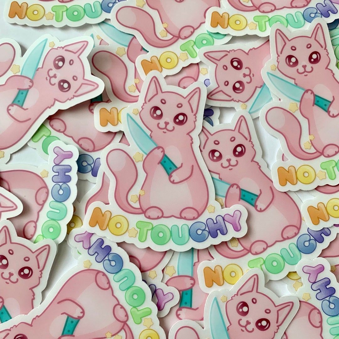 No Touchy Pastel Kitty Clear Sticker - Etsy