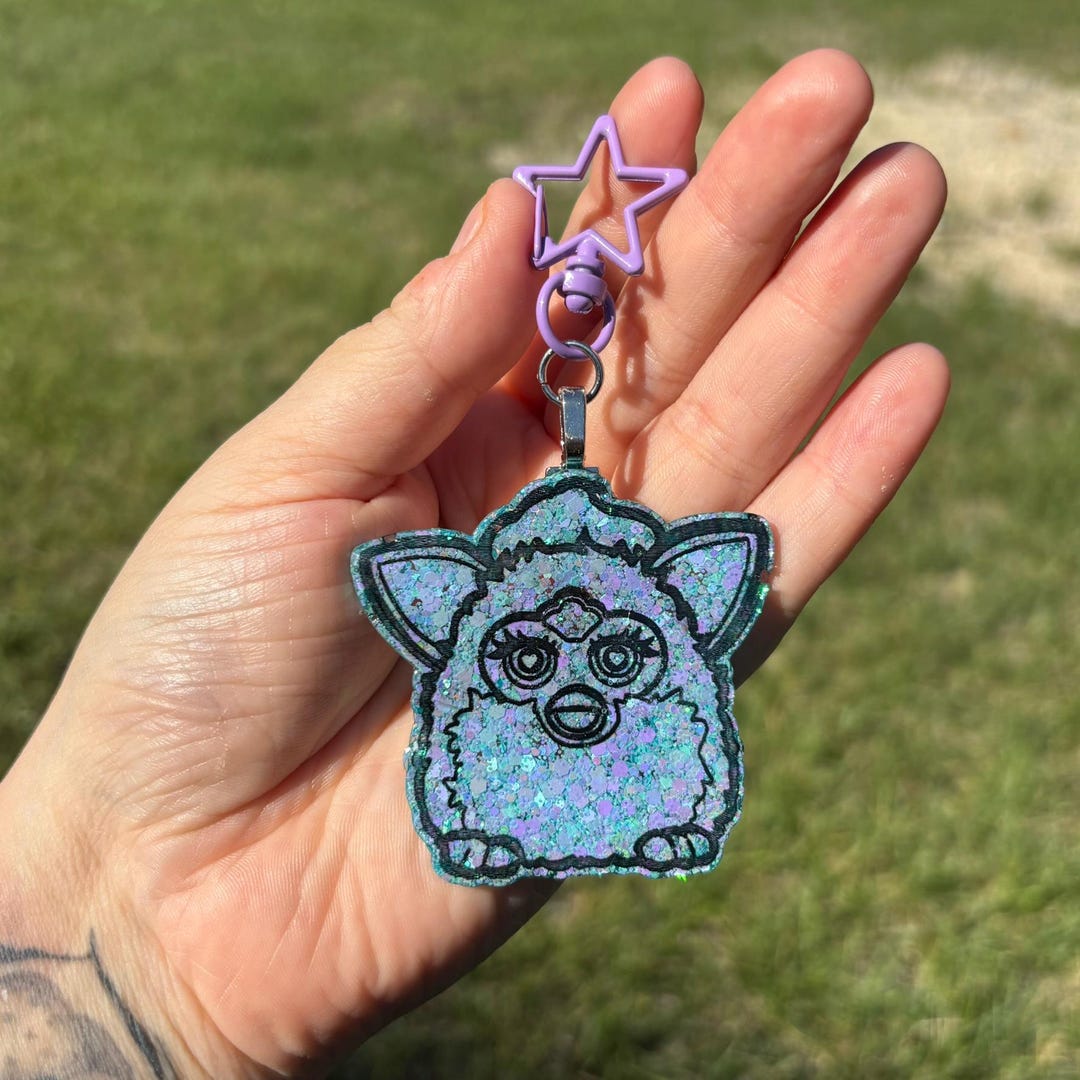 Blue Shift Furby Toy Kitty Glitter Resin Keychain - Etsy