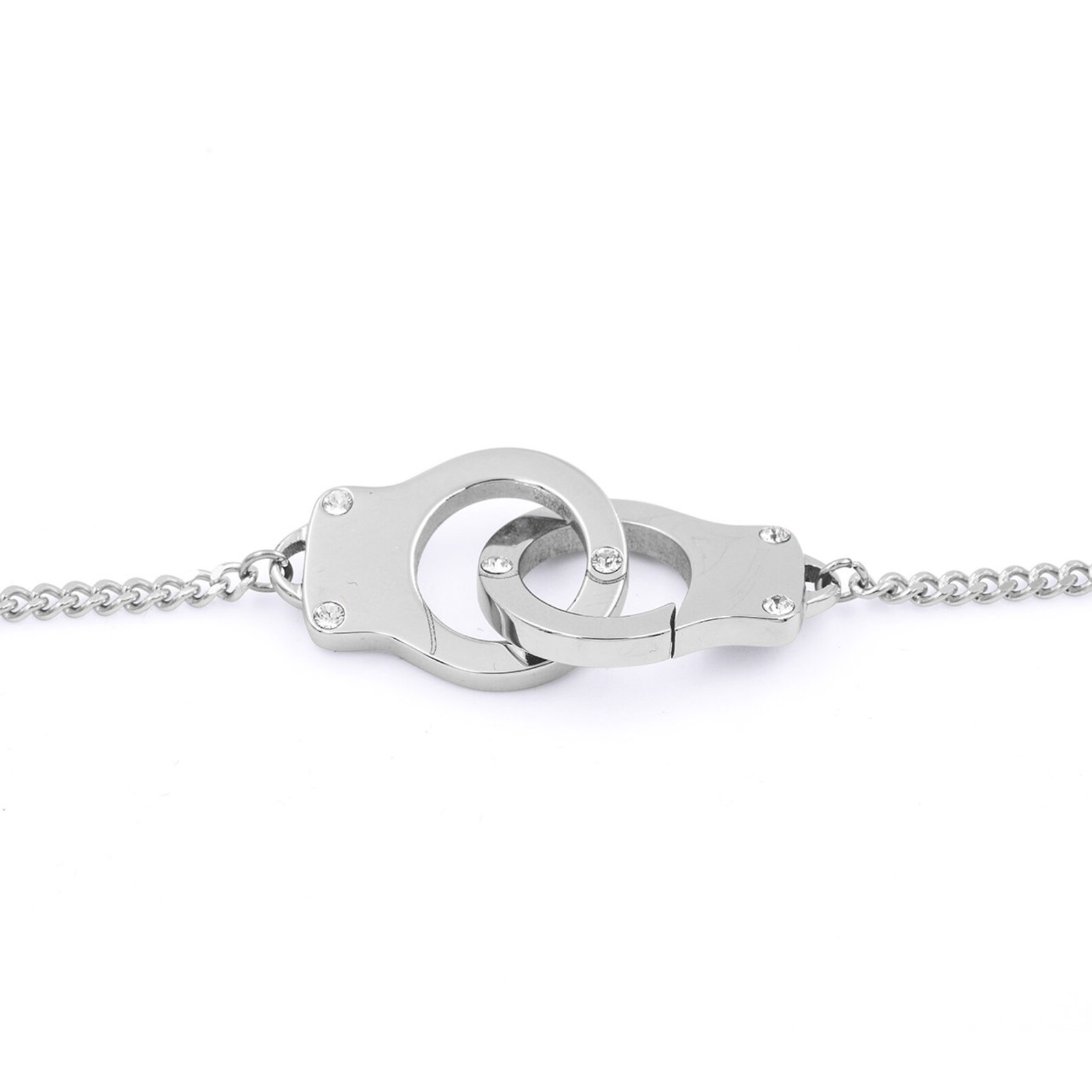 Handcuff Necklace Interlocking With White Crystal by Controse - Etsy