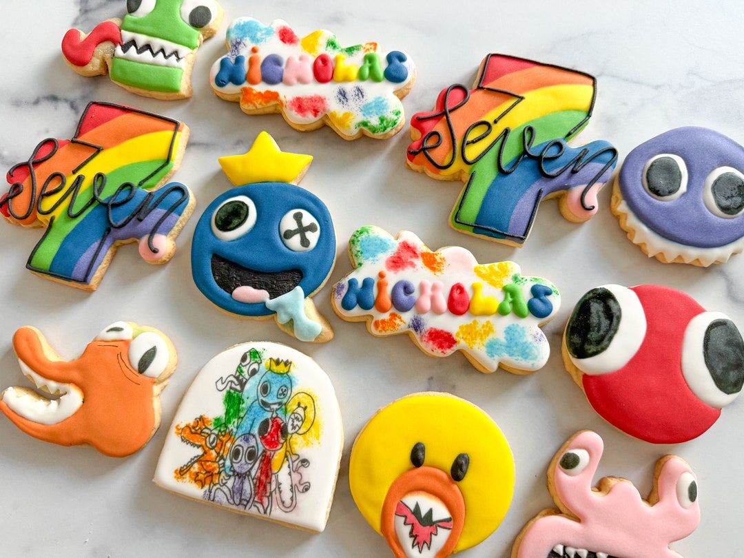 Rainbow Friends Cookies Rainbow Friends Custom Sugar Cookies Roblox ...