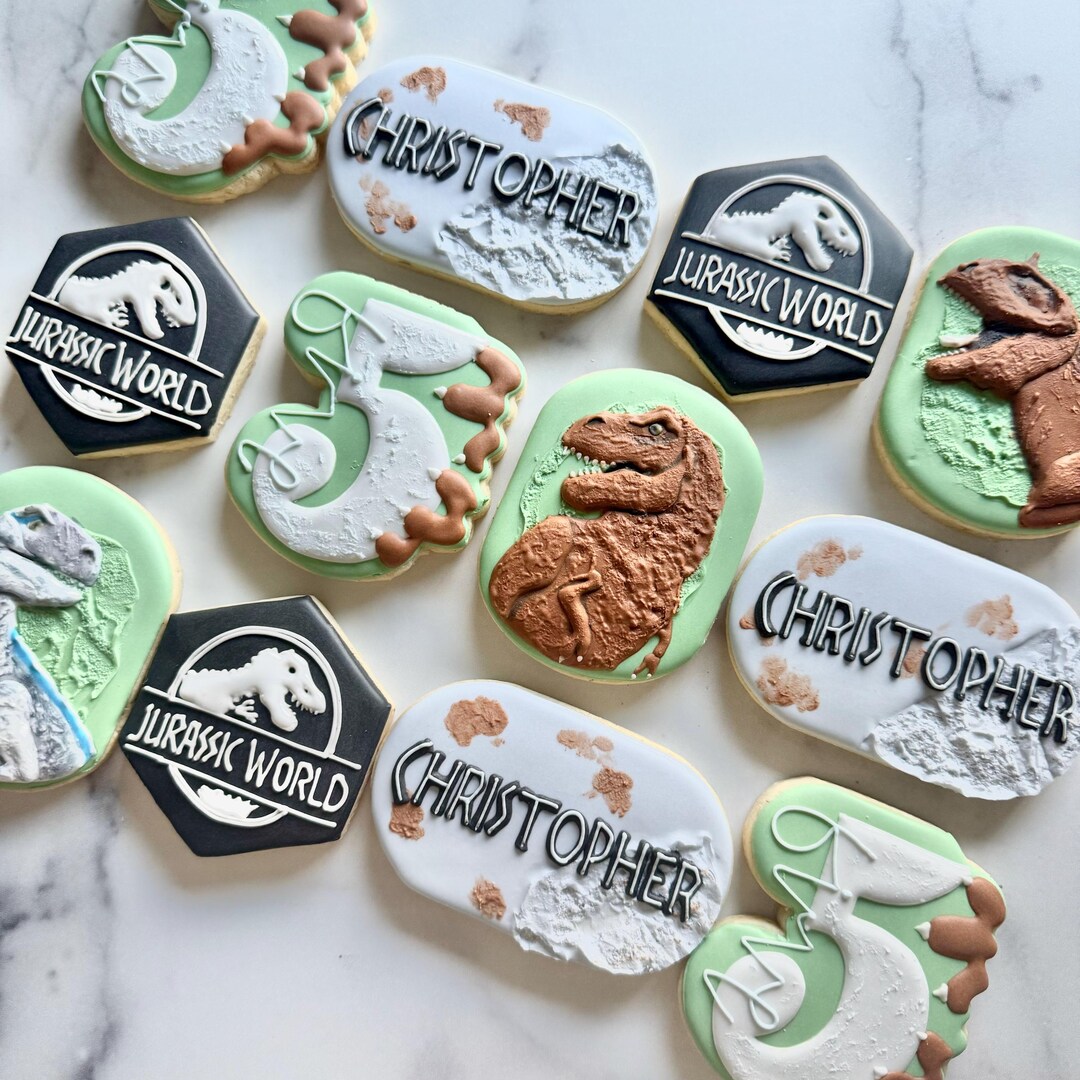 Dinosaurs Custom Cookies Dinosaur World Cookies T-rex Cookies ...