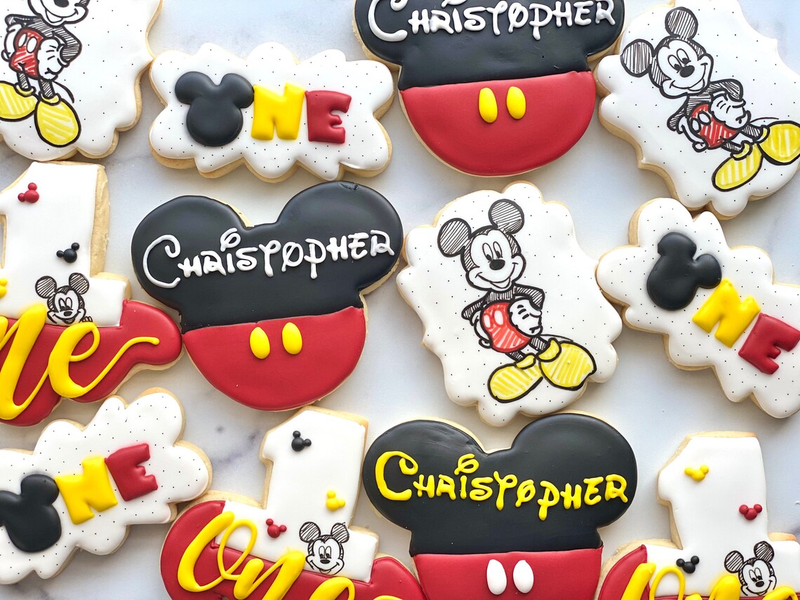 Mickey Mouse Personalized Sugar Cookies Mickey Mouse - Etsy
