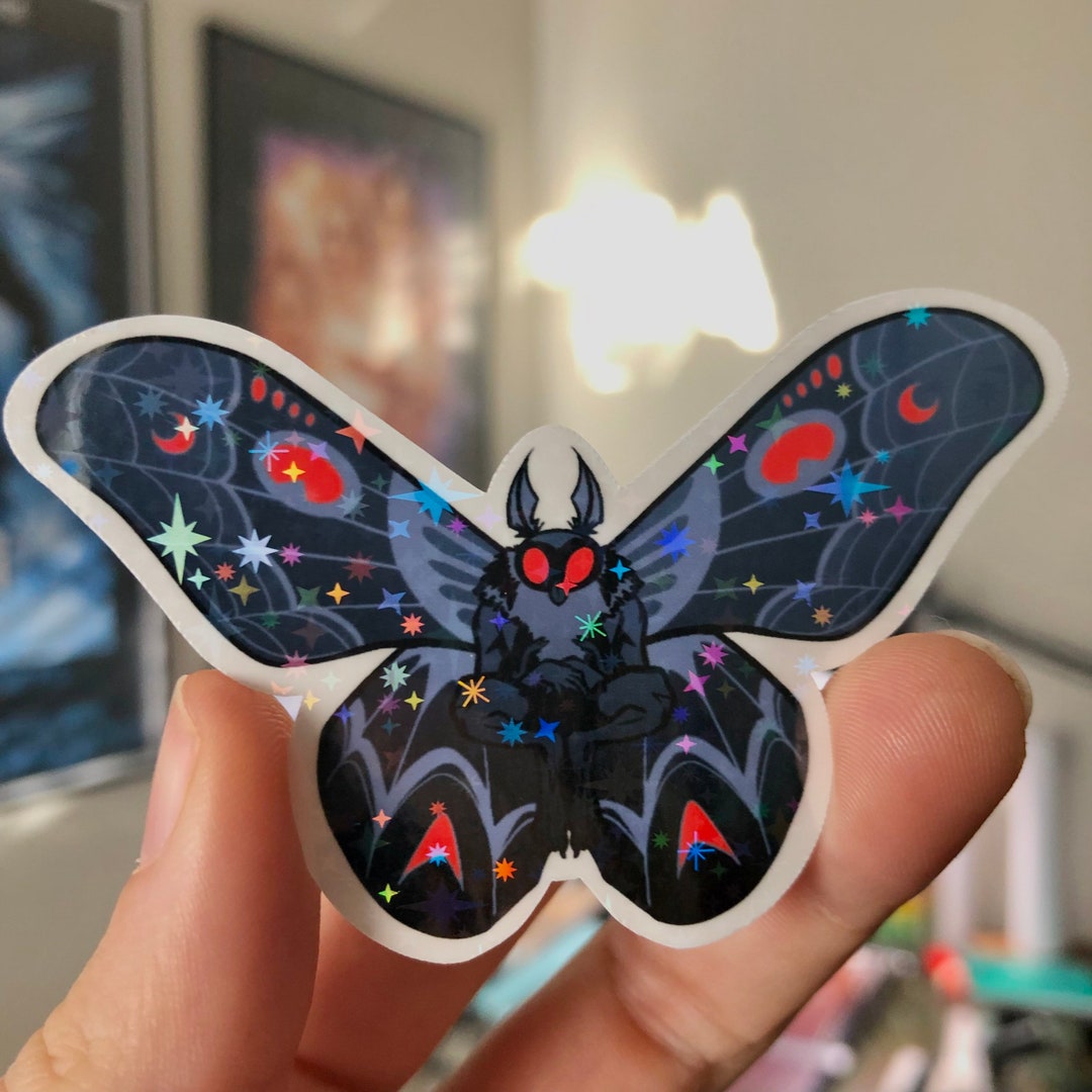 Moth Man Cryptid Sticker Holographic Sparkle - Etsy