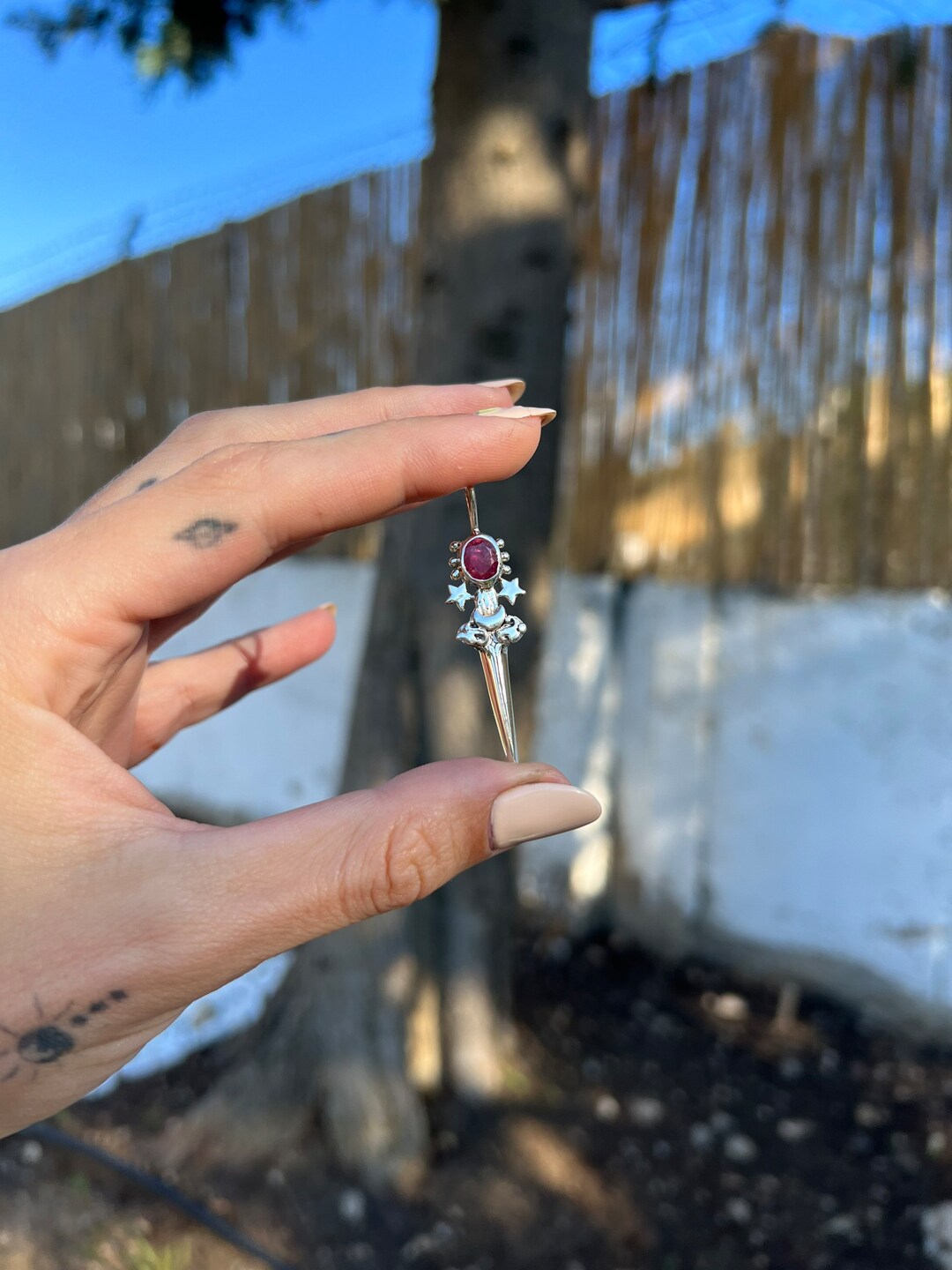 Ruby Dagger Silver Pendant - Etsy