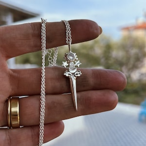 Moon Stone Dagger 925 Sterling Silver Necklace , Linerworks's Gemstone ...