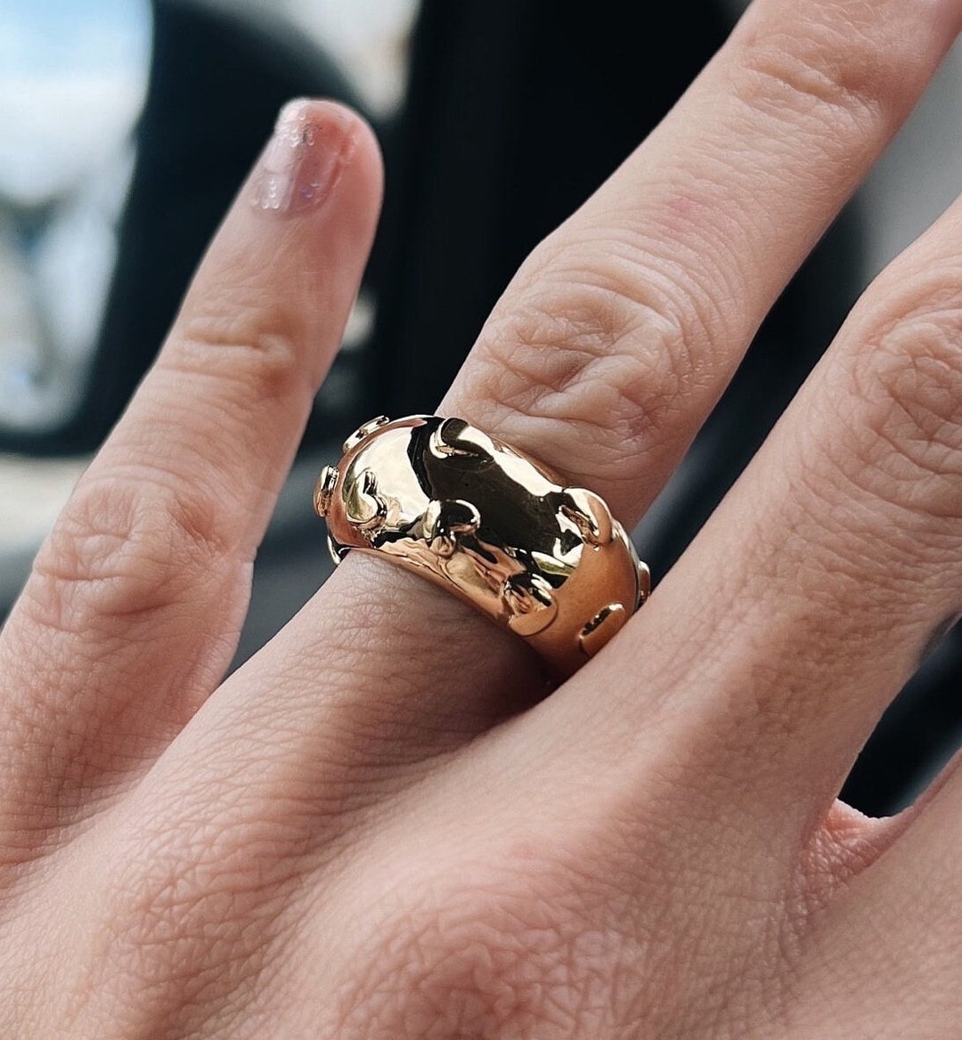 Tiny Hearts Wide Ring , Linerworks's Roly-poly Collection , 925 Sterling Silver Hump Ring - Etsy