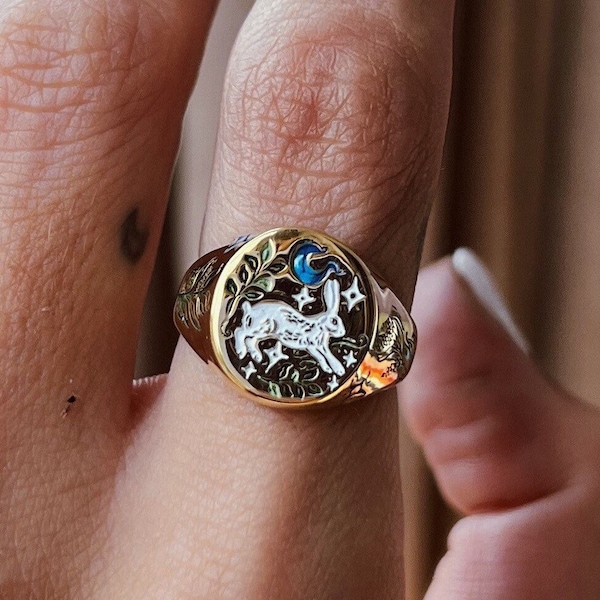 Rabbit Ring - Etsy