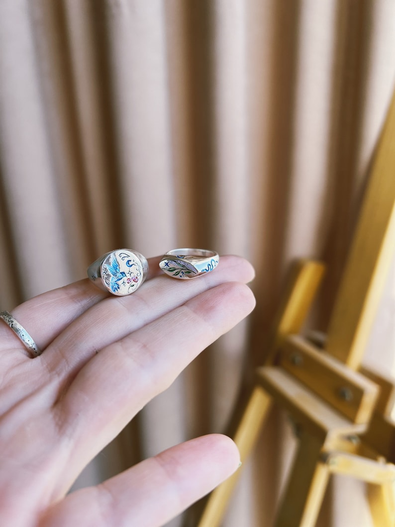 Engraved Sterling Silver Nightingale Ring: Fairy Tale Jewelry - Etsy