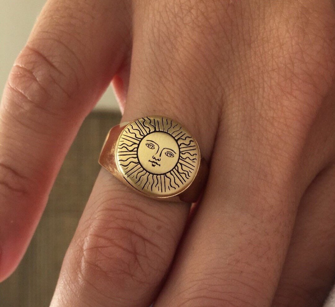 Sun Face Camber 925 Sterling Silver Ring - Etsy