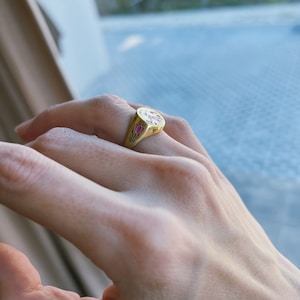 Pink Rabbit Tulip 925 Sterling Silver Signet Ring - Etsy