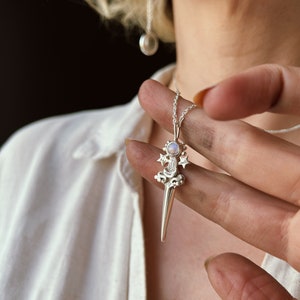 Moon Stone Dagger 925 Sterling Silver Necklace , Linerworks's Gemstone ...