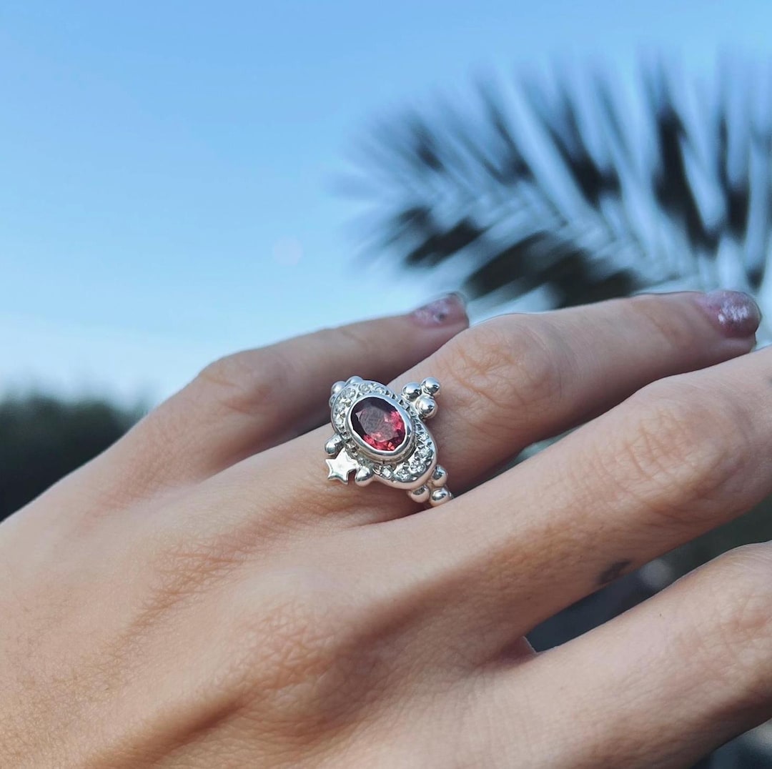 Cherry Pink Tourmaline Princess Sparkles 925 Silver Ring - Etsy
