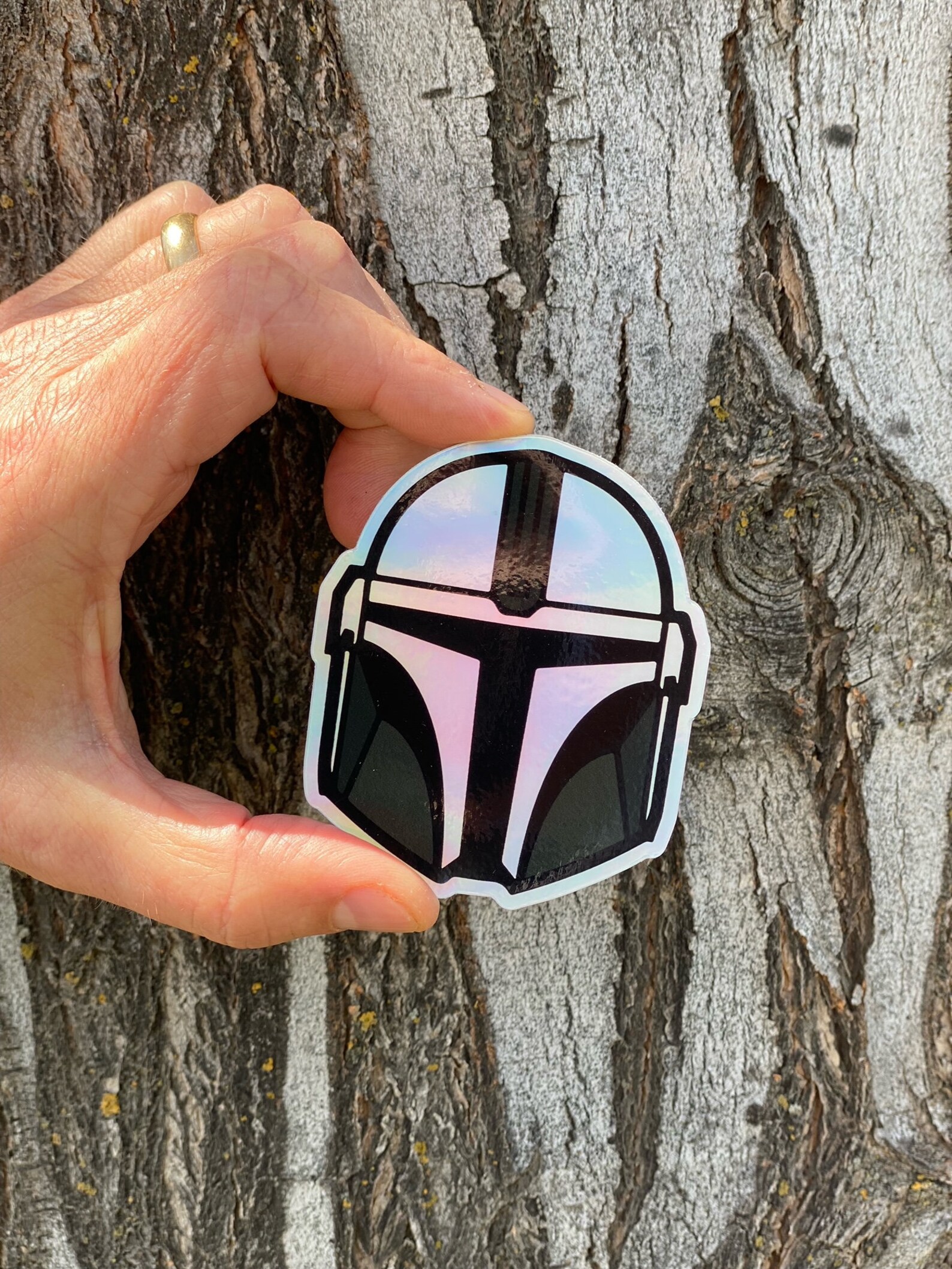 Mando Helmet Holographic Sticker, Inspired by the Mandalorian, Star ...