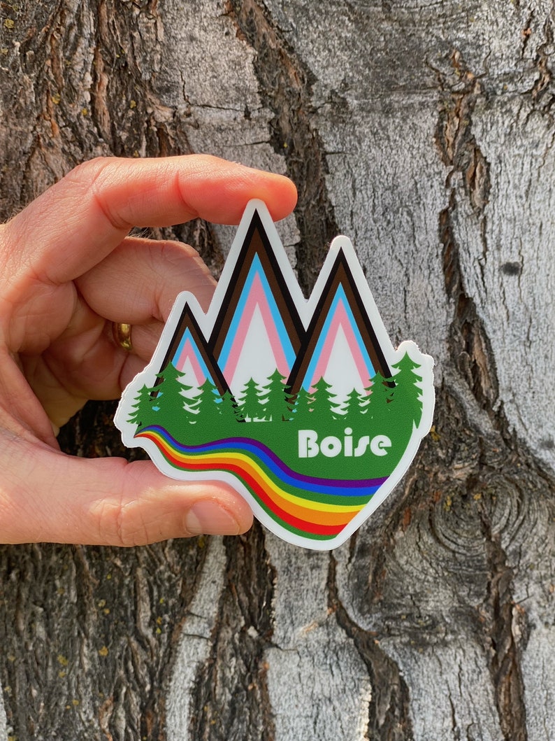 Progressive Pride Mountains Sticker, Get Outside, Mountain Sticker, PNW ...