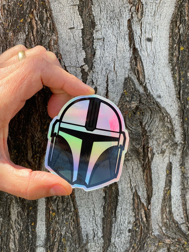 Mando Helmet Holographic Sticker, Inspired by the Mandalorian, Star ...
