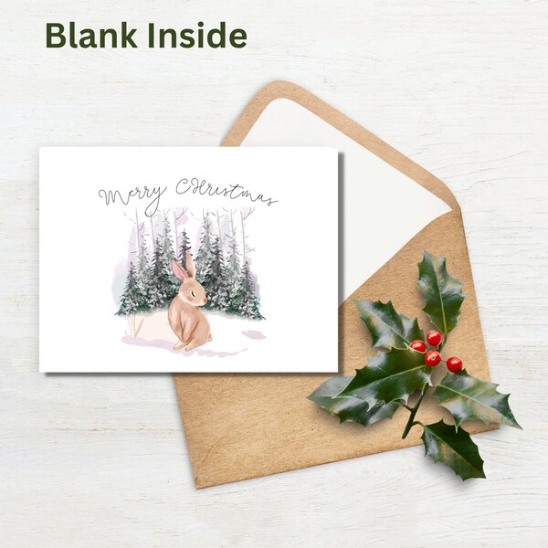 Bunny Christmas Card - Etsy