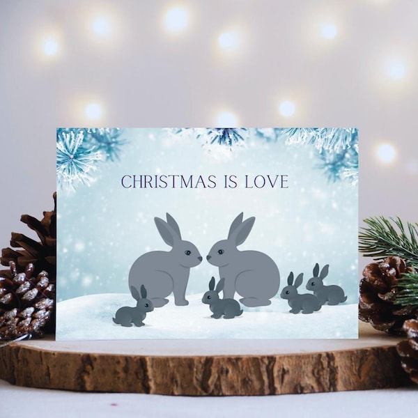 Bunny Christmas Card - Etsy