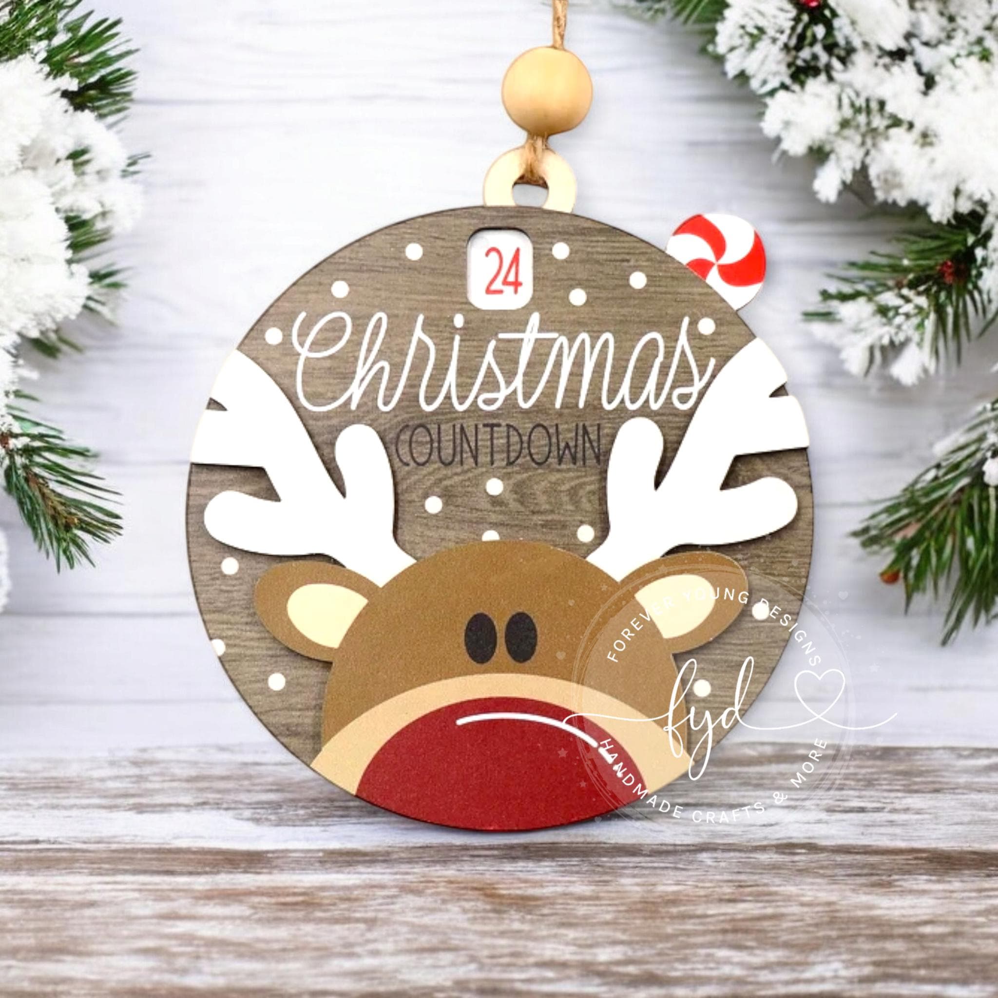 Reindeer Days 'til Christmas Countdown Ornament | Holiday Countdown ...