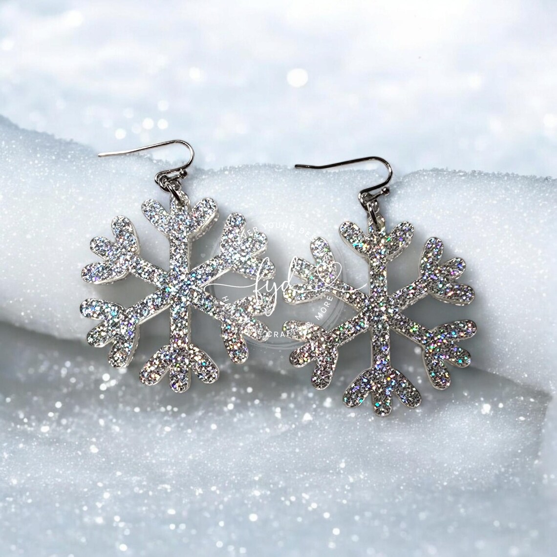 Glitter Snowflake Earrings | Winter Dangles | Lightweight Jewelry ...