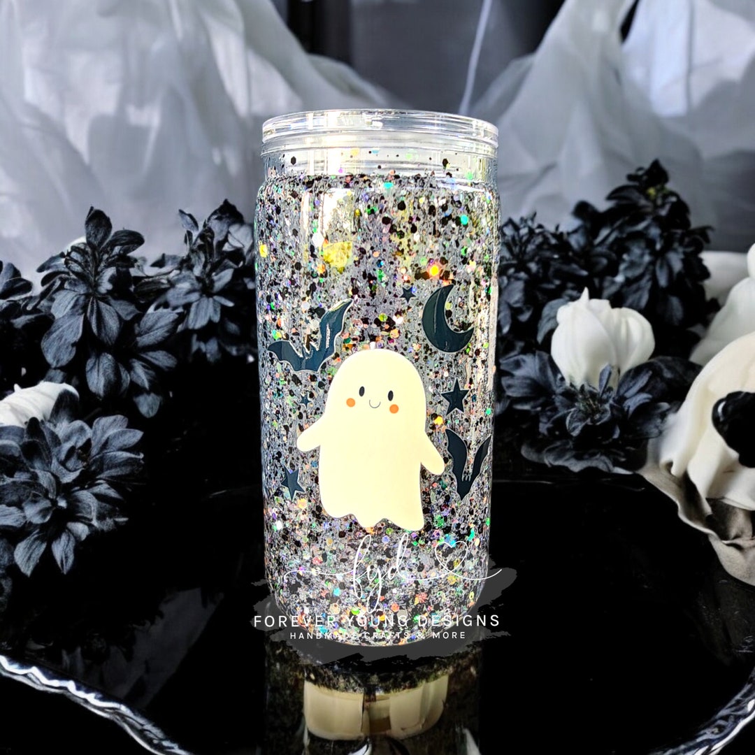 Boo Snow Globe ACRYLIC Cold Cup Plastic Cute Kids Gifts Glitter Cups ...