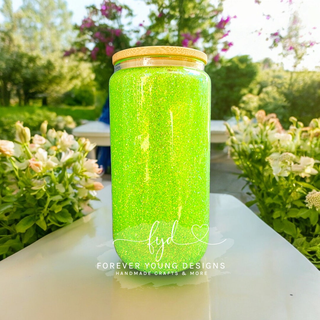 Heidi Snow Globe Glass Cold Cup Libbey Glass Glitter Cups Gifts Neon - Etsy