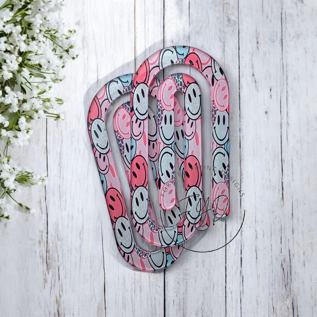 Smiley Face Jumbo Paperclip Bookmark | Fun Acrylic Bookmark Clip ...