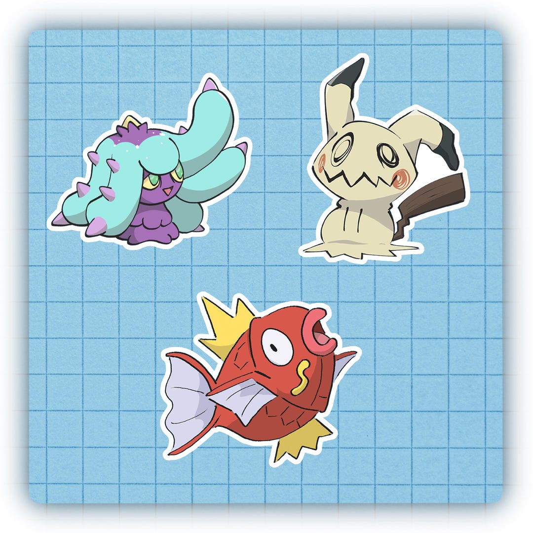 Pokemon Mimikyu, Magikarp Mareanie Vinyl Stickers - Etsy